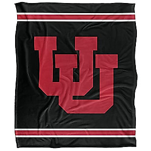 University of Utah Blanket, 50"x60" Primary Logo Stripes Silky Touch Sherpa Back Super Soft Throw Blanket
