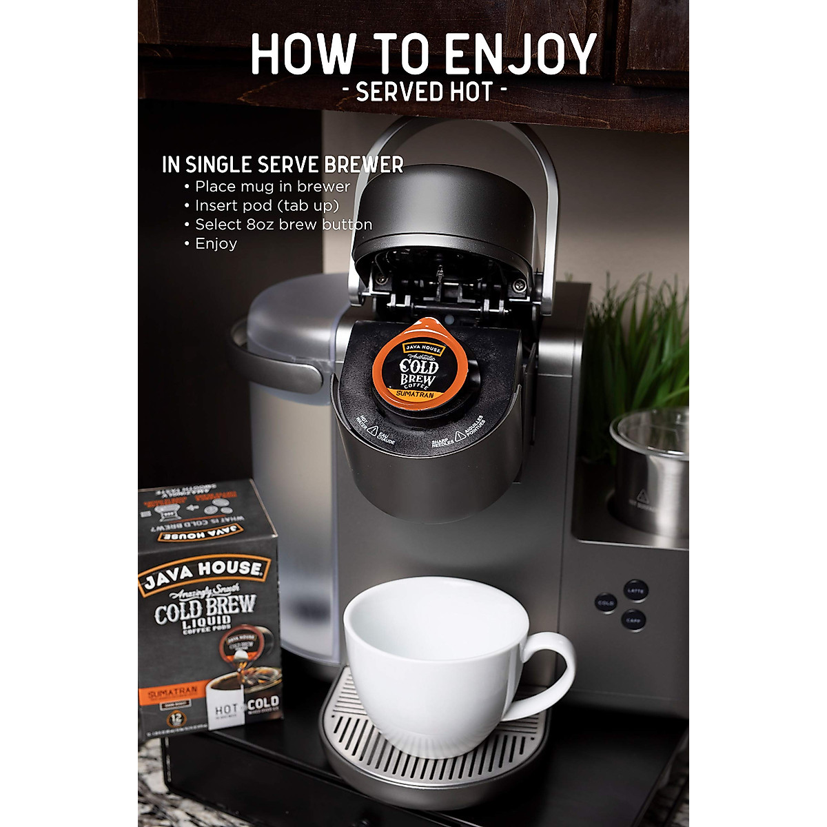 Java House Cold Brew Coffee Concentrate Single Serve Liquid Pods, Sumatran, 12 Count