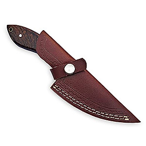 MMA 8inch Custom Handmade Damascus blade knife/Fixed blade knife with sheath/Fixed Blade Knives/Skinning Knives/Hunting Knives/EDC Knives (Brown)