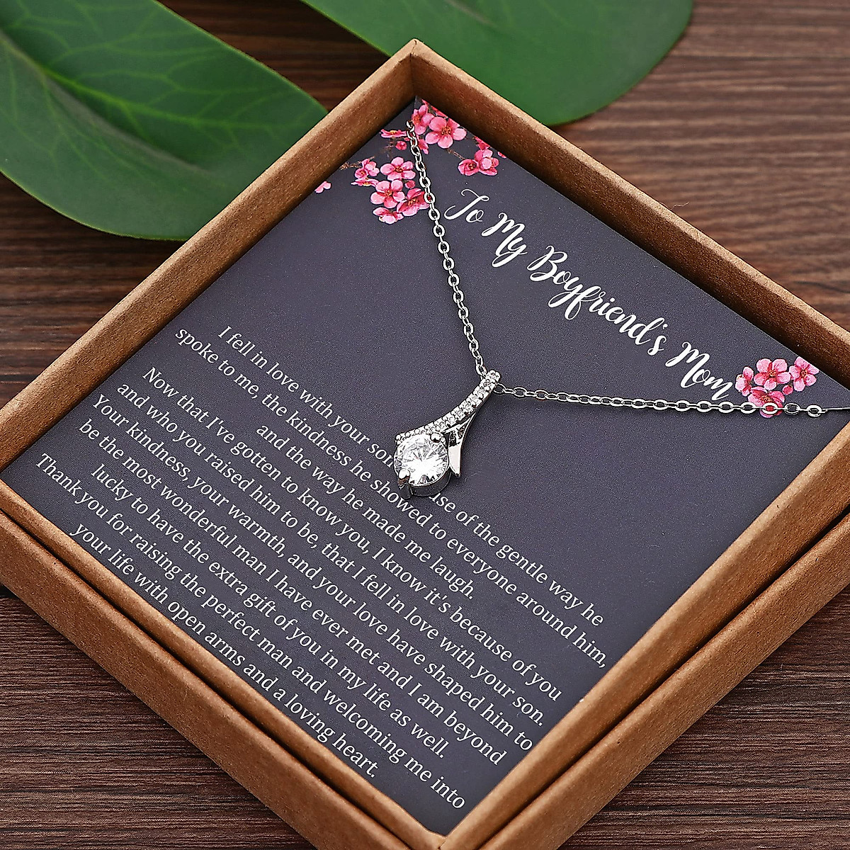 NOREGRET Gift to My Boyfriend's Mom Necklace, 925 Sterling Silver Necklace, Boyfriends Mom Necklace