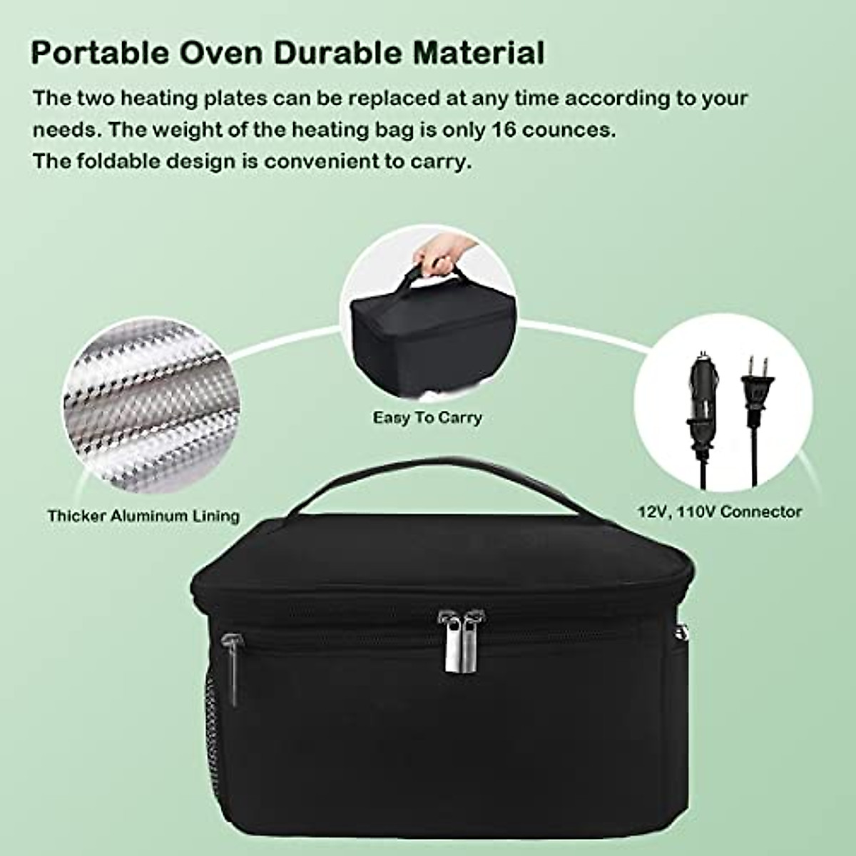 DIBESTS Portable Oven 2 in 1 Food Warmer Heated Lunch box(12V Car Druck and 110V Dual Use) Portable Personal Mini Oven For Prepared Meals Reheating & Raw Food Cooking At Office Work and Car Truck