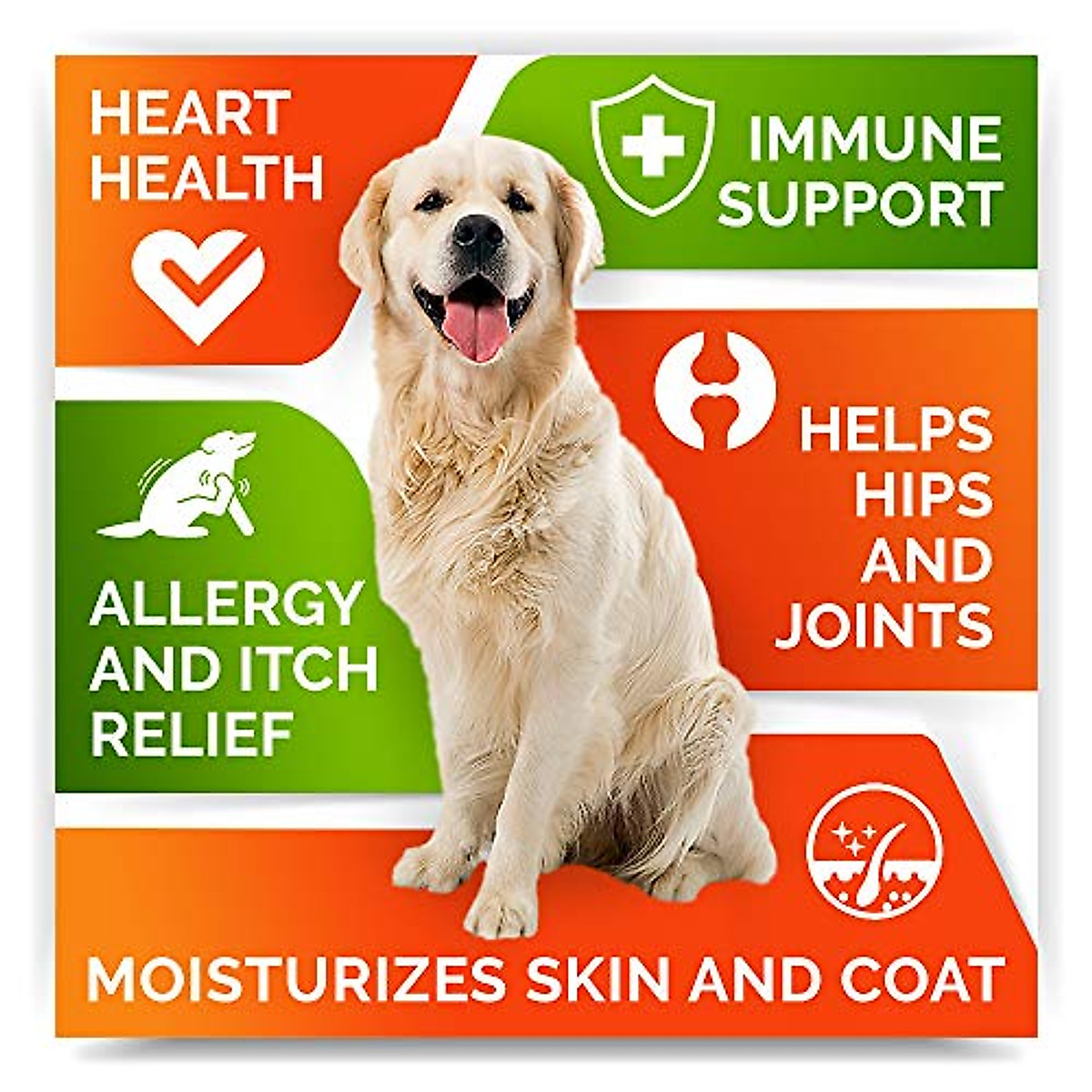 Fish Oil Omega 3 Treats for Dogs - Allergy and Itch Relief - Skin and Coat Supplement - Joint Health - Wild Alaskan Salmon Oil - Shedding, Itchy Skin Relief - Omega 3 6 9 - EPA & DHA - 180 Treats