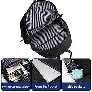 Vaupan Travel Backpack, Lightweight Laptop Backpack With USB Charging Port For Men Women, Water Resistant School Backpack Bookbag College High School Bags Casual Daypack Gifts For Boys Girls (Black)