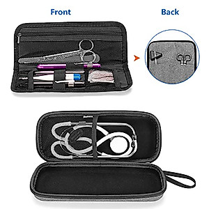 Damero Hard Stethoscope Case, Medical Carrying Case with Extra Folding Pouch Compatible with 3M Littmann/ADC/Omron Stethoscope and Accessories, Gray