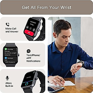 Gydom Birthday Gifts for Men, IDW19 Smart Watch with Alexa, Bluetooth Call/Answer Heart Rate Monitor Step Counter Smartwatches, Exercise Workout Fitness Health Tracker Gifts for Boyfriend Mens Dad