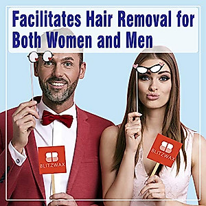 BLITZWAX Waxing Kit Hair Removal Wax Warmer Kit with Sensitive Skin Formula 14oz Lavender Hard Wax Beans for Facial Eyebrow Armpit Bikini Brazilian, Removes All Hair Types