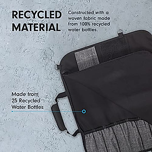 Messermeister Preservation 8-Pocket Knife Luggage, Black - 8 Elasticized, Reinforced Pockets for Culinary Tools - Holds Up to 18” Knife - Made From 100% Recycled Water Bottles