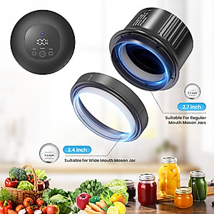 Mason Jar Vacuum Sealer, Upgrade 3-in-1 Mason Jar Vacuum Sealer Kit for Wide Mouth and Regular Mouth Mason Jars, Automatic Vacuum Sealer for Jars Food Storage, Vacuum Bags, Can Opener