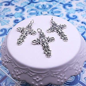 Rosary Making Crucifix, Catholic Cross Jewelry Pendant, Sacramental Celebration Accessory, 2 Inches (Pack of 3)