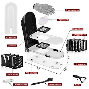 Vegetable Chopper 9 in 1 Multifunctional Food Dicer, Onion Chopper Vegetable Cutter, Veggie Chopper with Container, Mandoline Slicer for Kitchen, Carrot Grater Shredder, Kitchen Gadgets