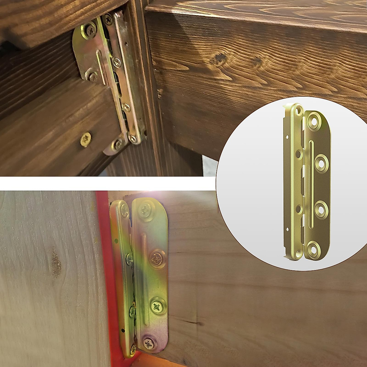 Bed Rail Brackets - 4 Set Bed Frame Hardware for Wood Bed Frame, Headboards Footboards - Steel Bed Rail Fasteners - Bed Rail Hooks