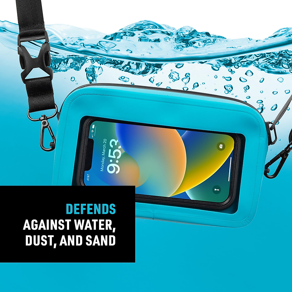 Nite Ize RunOff Waterproof Hip Pack - Beach & Hiking Essential - Bag for Phone & Travel Essentials - Crossbody Beach Tote & Travel Pouch with IP67 Rating - Blue