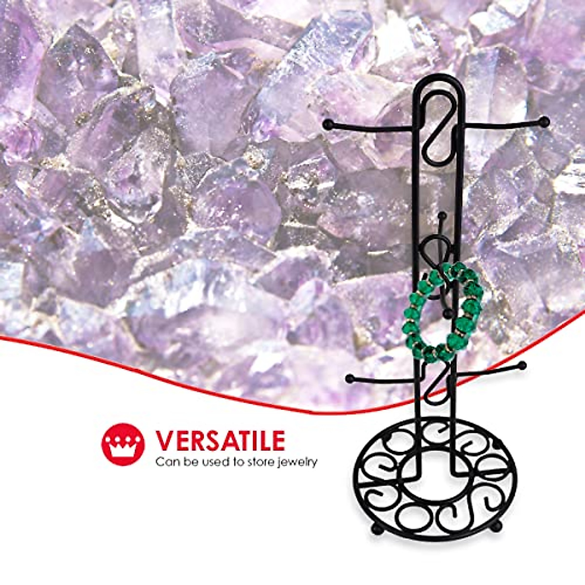 Home Basics Scroll Collection Steel Mug Tree, Black | Holds 6 Mugs | Tilted Branches | Sturdy Steel Design