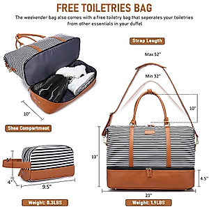 Sucipi Weekender Bags for Women Canvas Travel Duffel Bags with Shoe Compartment Overnight Bag Carry on Duffel Bag with Toiletry Bag for Travel Daily Use Hospital