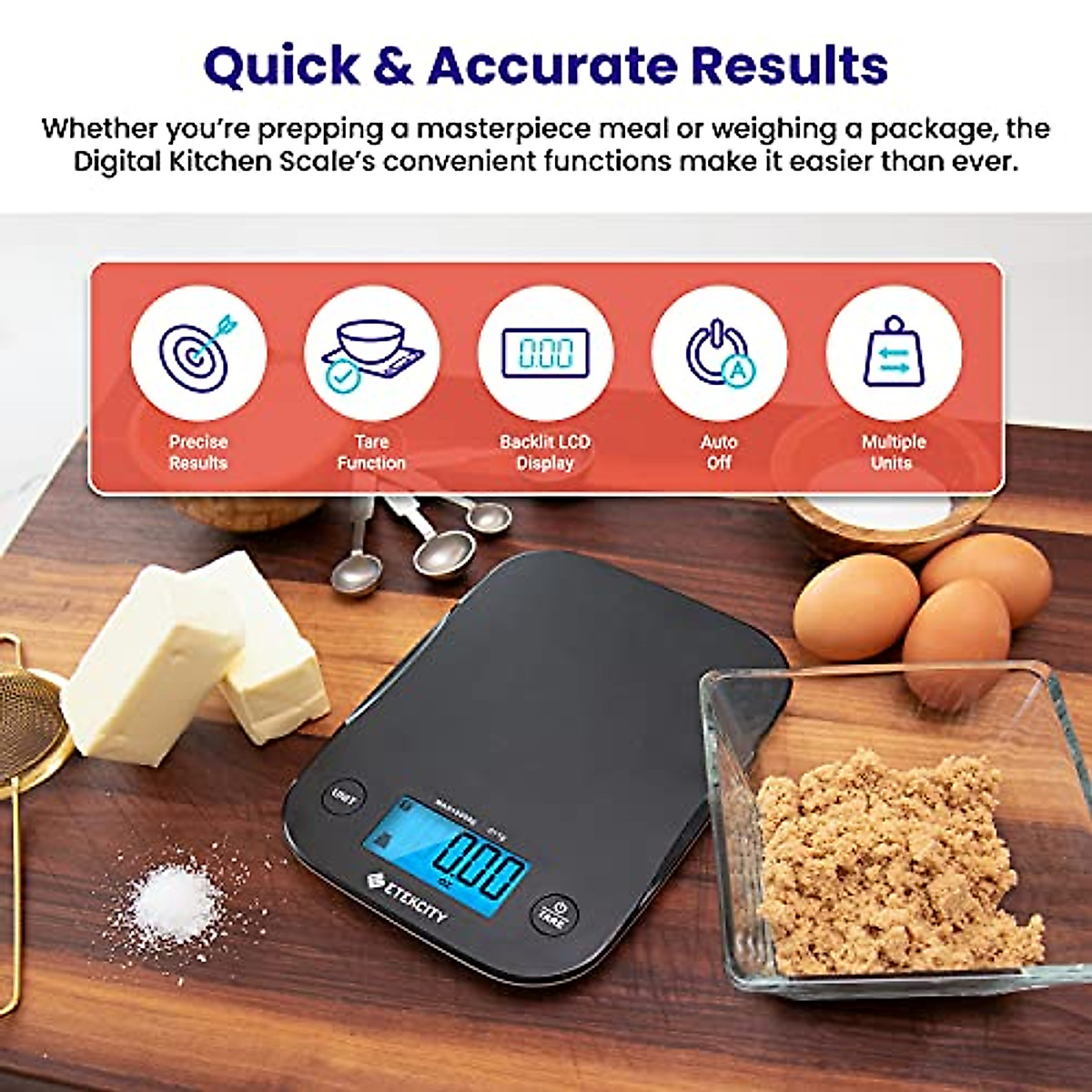 Etekcity Food Kitchen Scale, Digital Mechanical Weighing Scale, Grams and Oz for Weight Loss,Cooking, and Baking, Black