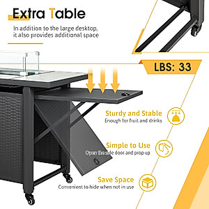 Greesum 43 Inch Outdoor Gas Fire Pit Table, 50,000 BTU Steel Propane Firepit with Wind Guard and Ceramic Tile Desktop, Add Warmth and Ambience to Parties On Patio Garden Backyard, Beige and Black