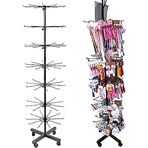 IPEXI Retail Display Stand 7 Tier for Store Display Movable Shop Spinner Jewelry Keyring Socking Hats Toys Show Rack, Black, 17''D x 17''W x 63''H