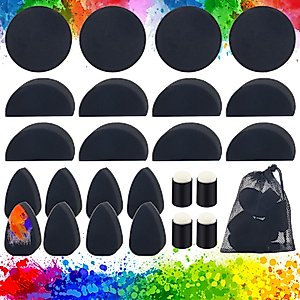 24+1 Pcs Face Paint Sponges Kit, Boyistar Art Work Sponge Body Painting Sponge for Face High Density 8P Half Moon, 8P Oval, 4P Round, 4P Finger Sponge for Makeup Body Paint with Storage Bag