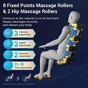 Mazzup Full Body Zero Gravity Shiatsu Massage Chair with Fully Assembled, LCD Screen, Shortcut Keys, USB Charging Port, Heat, for Loved Ones, Parents, Black