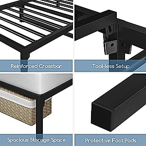 Yaheetech 13 Inch Twin Metal Platform Bed Frame Mattress Foundation with Ultra-Durable Steel Slat Support/Easy Assembly/No Box Spring Needed/Black
