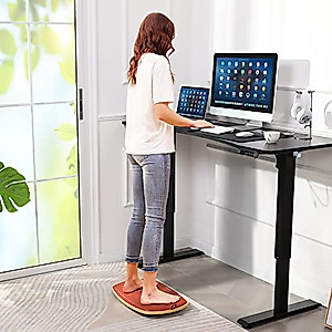 48×24 inch Electric Standing Desk Adjustable Height with Wobble Anti Fatigue Mat Balance Board, Stability Rocker, 27''-45'' Lifting Range Stand up Desk for Office/Home