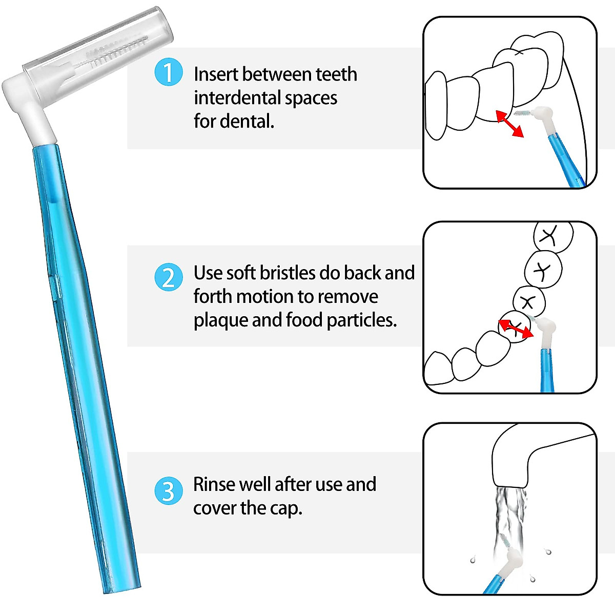 54 Pcs Interdental Brushes Between Teeth Interdental Brush Tooth Flossing Picks Toothpick Dental Tooth Flossing Head Oral Dental Hygiene Toothpick Cleaners (Blue)
