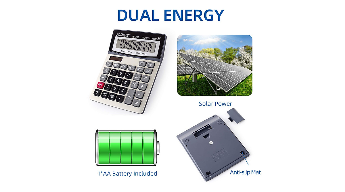 Large 14-Digit LCD Desktop Calculator with Check & Correct Function