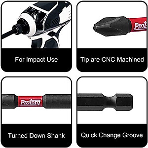Protorq Impact Bit Set W/Clip,S2 Steel, 10-Piece, 2 Inch Hex Metric Size，1/4" Hex Shank