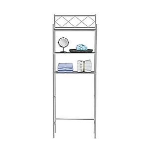 J&V TEXTILES 3-Shelf Bathroom Organizer Over The Toilet, Bathroom Spacesaver (Silver)