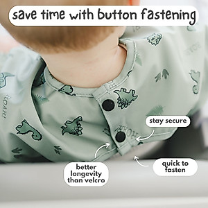 Bubba Bear Baby Bib with Sleeves, Long Sleeve Toddler Feeding Apron Bibs for Eating & Lead Weaning, Mess Proof Full Sleeved