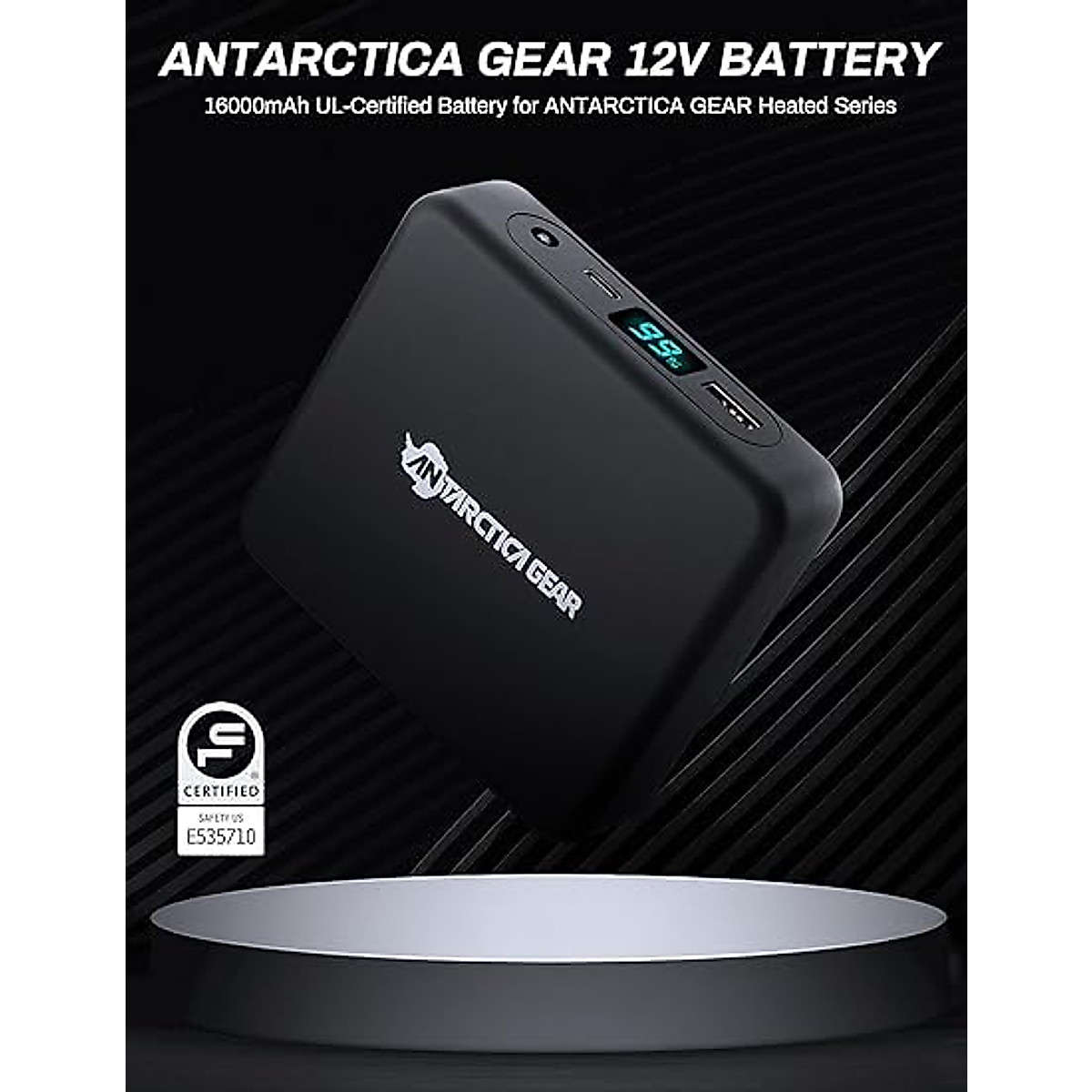 ANTARCTICA GEAR Portable Battery Power Bank 12V 16000mAh for Heated Jackets, Phone Battery Pack for Heating Coat