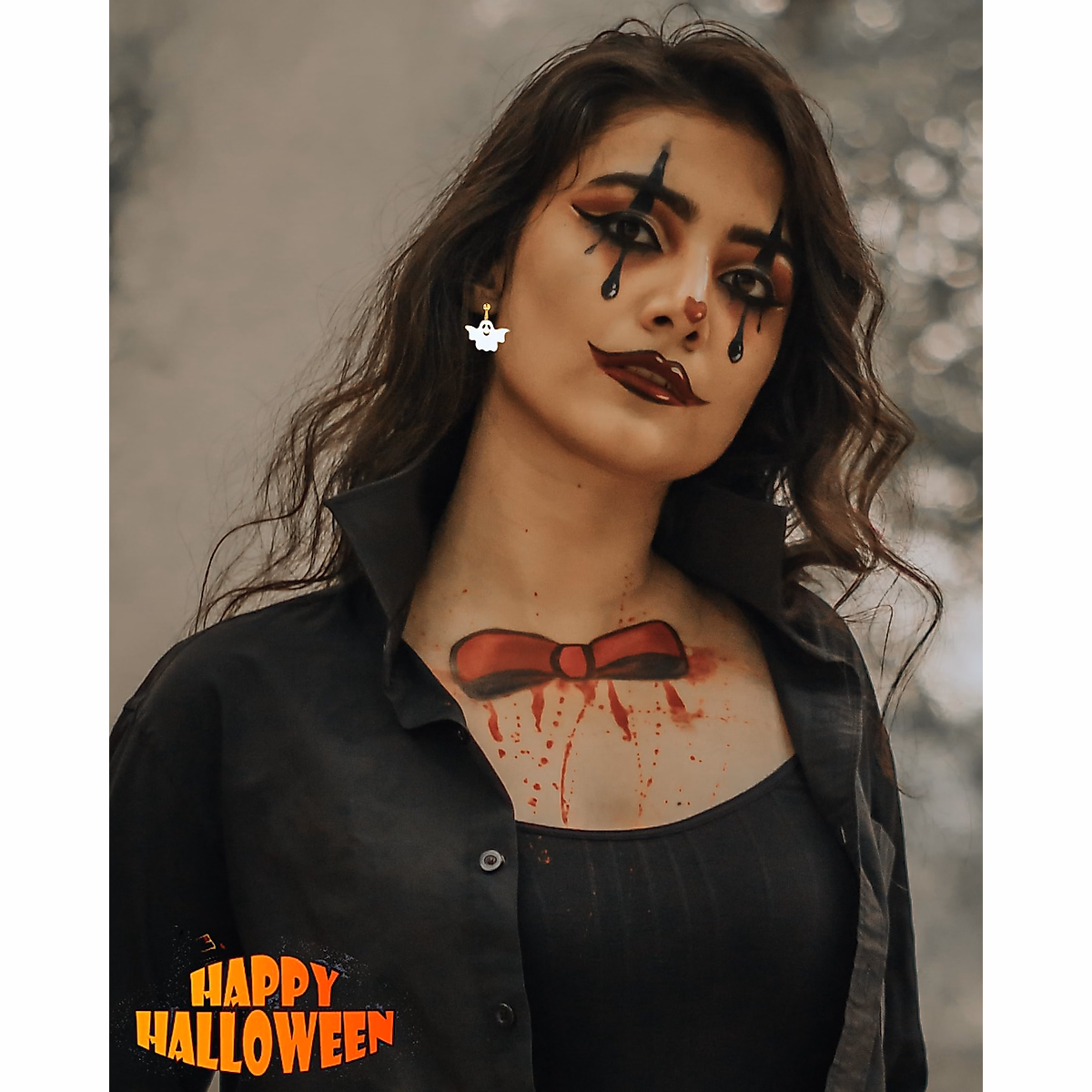 16Pairs Halloween Christmas Clip on Earrings Dangle for Women Teen Christmas Tree Snowflake Snowman Spooky Ghost Pumpkin Bat Cat Squirrel Maple Leaf Thanksgiving Fall Earrings Holiday Jewelry (Holiday Earrings)