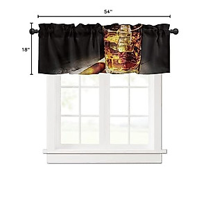 Window Treatment Valances Cigar Wine Whisky Liquor Still Life Pictures Design Rod Pocket Curtain Valance for Kitchen, Bathroom, Living Room, Bedroom 54" W x 18" L