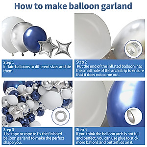 iLaFm 151pcs Navy Blue Silver Balloons Garland Arch Kit for Graduation Class of 2024 Prom Eve Birthday Wedding Retirement Party New Years Decorations