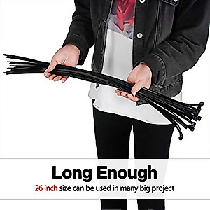 Large Zip Ties Heavy Duty Big Cable Ties Extra Long Tie Wraps Black 26 Inch 60 Pieces