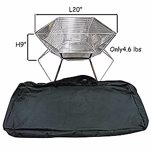 Portable Charcoal Grill Foldable Barbecue Grill with a Package Bag, Small BBQ Grill for Outdoor Stainless Steel - Hexagon