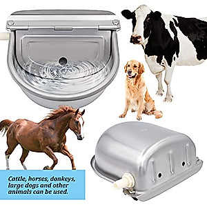 LIUCOGXI Automatic Dog Water Bowl Dispenser Stainless Steel Automatic Livestock Waterer Cattle Water Feeder Trough with Float Valve for Animal Cow Cattle Dog Horse Donkey