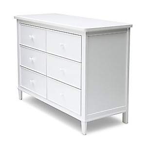 Delta Children Haven 6 Drawer Dresser with Interlocking Drawers - Greenguard Gold Certified, White