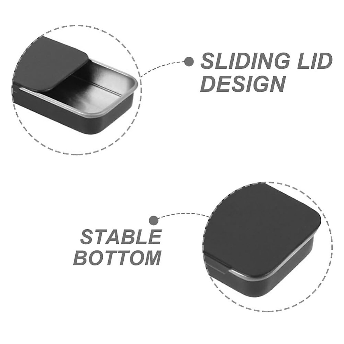 iplusmile Mini Slide Top Tin 2pcs Metal Rectangular Sliding Lid Boxes Containers Push-pull Case Coin Candy Storage Holder for Wedding Jewelry Lip Balm Cosmetic Organizer