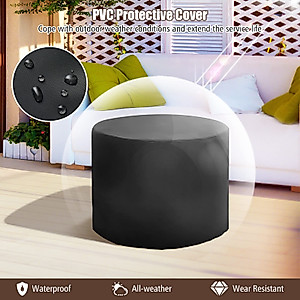 Giantex 32" Propane Fire Pit, 30,000 BTU Round Outdoor Fire Pit Table with Lid, PVC Cover, Glass Stones, CSA Approved, 2-in-1 Ignition Gas Fire Table for Outside Patio Garden Backyard Deck, Black