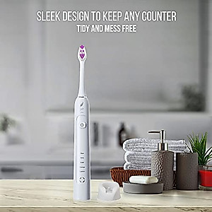 Acteh Sonic Electric Toothbrush, JetWave Rechargeable, Toothbrush w/ 5 Brushing Modes, 2min. auto-Timer, 30sec. Quad-Reminder and Long-Lasting, Extended Charge Battery (White)