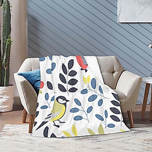 Throw Blanket 40x50 Inch,Texture Bird Nature Flannel Soft Cozy Fluffy Throw Blankets and Warm Throws for Adults in Couch Sofa Bed 50x40 Inch