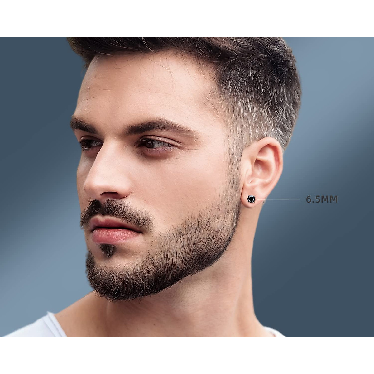 Black Moissanite Earrings 3MM to 8MM for Men Women, Lab Created Diamond 925 Sterling Silver Hypoallergenic Stud Gemstone Earrings, 18k Gold Plated, Jewelry Gifts (4MM)