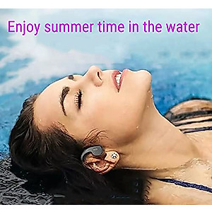 IKXO Bone Conduction Headphones Swimming Waterproof IP68 Wireless Bluetooth Sports Over Open Ear Lightweight Fitness Running Noise Cancelling Sweat Proof no Earplugs for MP3 Player (Black)