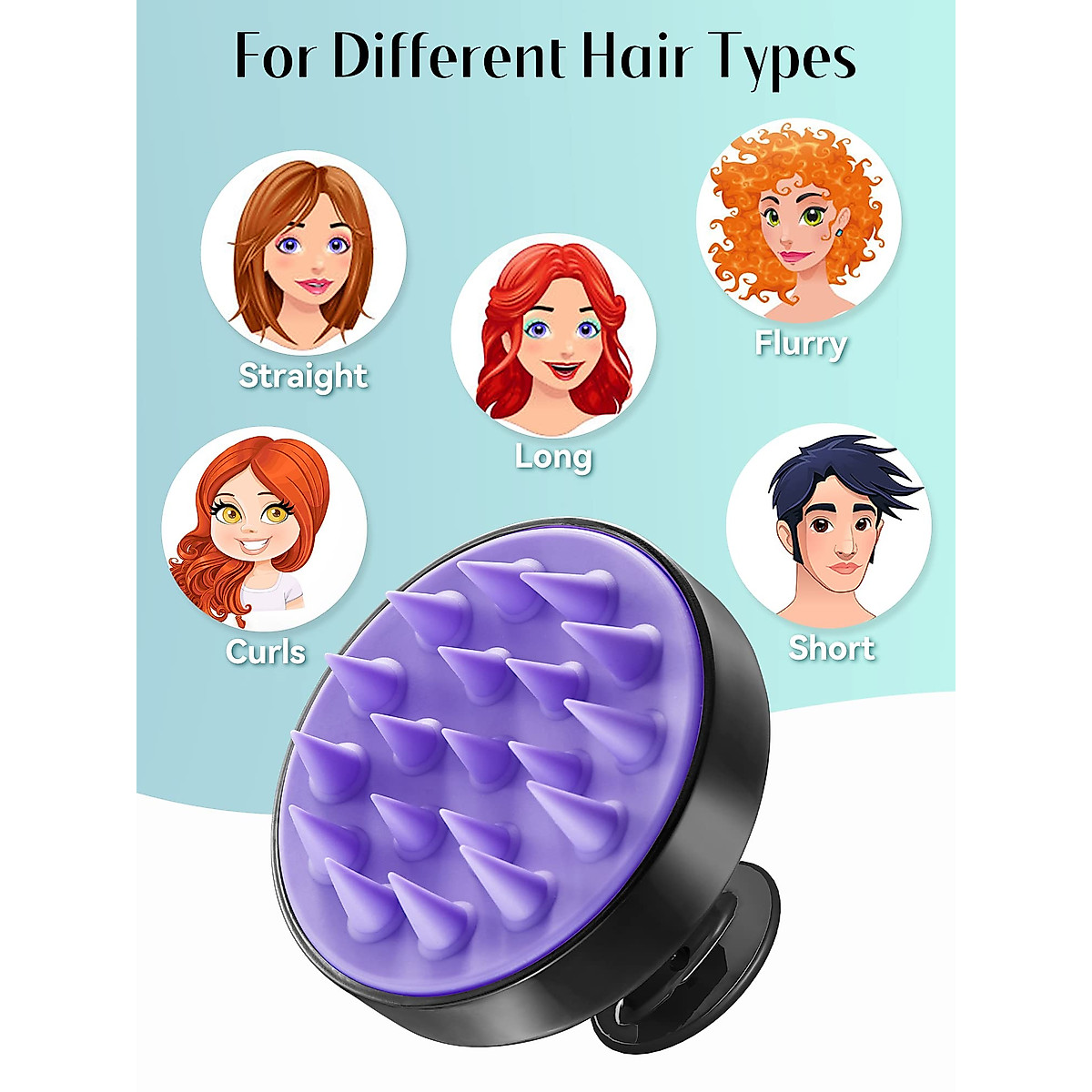 HEETA Hair Shampoo Brush, Scalp Care Hair Brush with Soft Silicone Scalp Massager (Black)