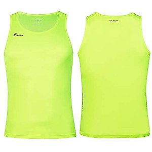 TLRUN Men's Running Tank Top Ultra Lightweight Marathon Singlet Shirts Dry Fit Yoga Workout Sleeveless T-Shirts(X-Large Yellow)