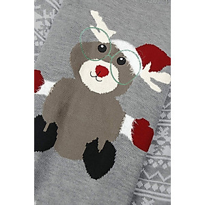 Pink Queen Women Turtleneck Loose Christmas Elf Print Long Sweater Dress with Pockets L Gray