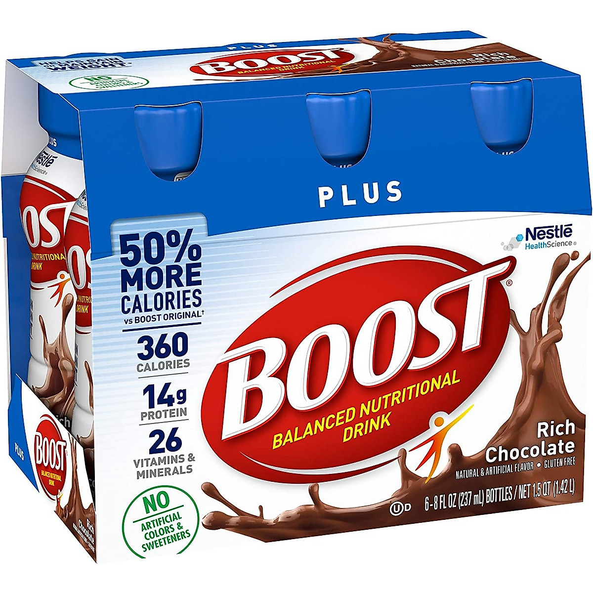 BOOST Plus Rich Chocolate Nutritional Drink, 8 Fl Oz, 6 Pack