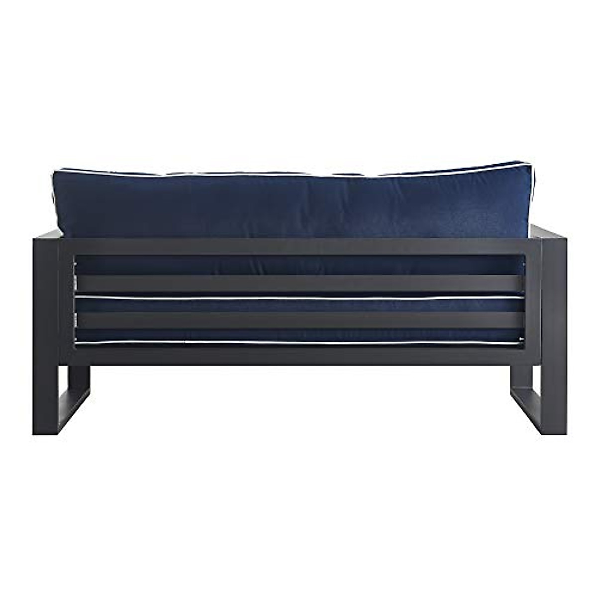 Tommy Hilfiger Monterey Modern Patio Outdoor Furniture Collection, Weather Resistant, Metal Frame, Sofa, Navy Blue & Dark Gray