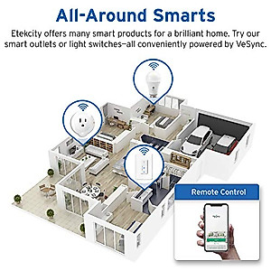 Etekcity ESL100 Smart Light Bulb Works with Alexa, Google Home and IFTTT, 4 Count (Pack of 1), 9W (60W Equivalent), 806LM, 2700K, No Hub Required, 4 Pack